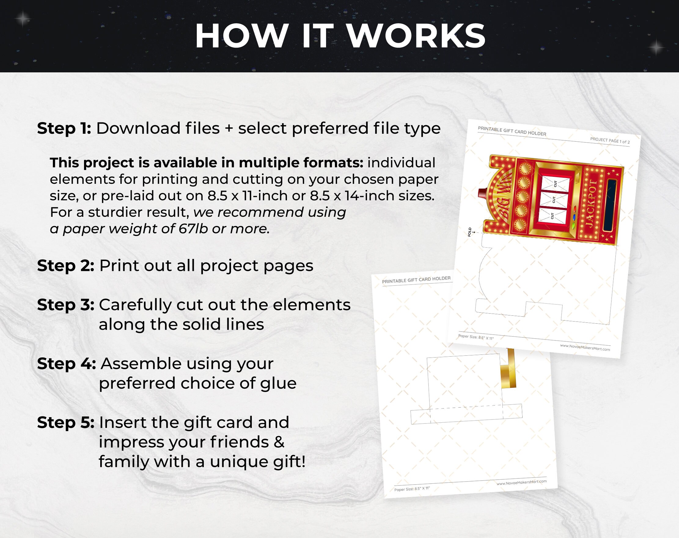 Printable Slot Machine Gift Card Holder, Casino Gift Card Holder ...