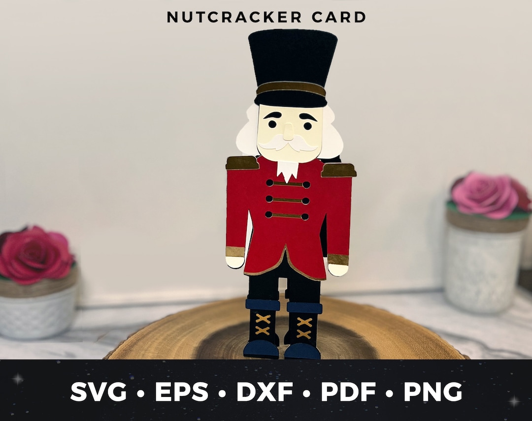 Nutcracker Card Svg, DIY Christmas Card Template, Nutcracker Cut File ...
