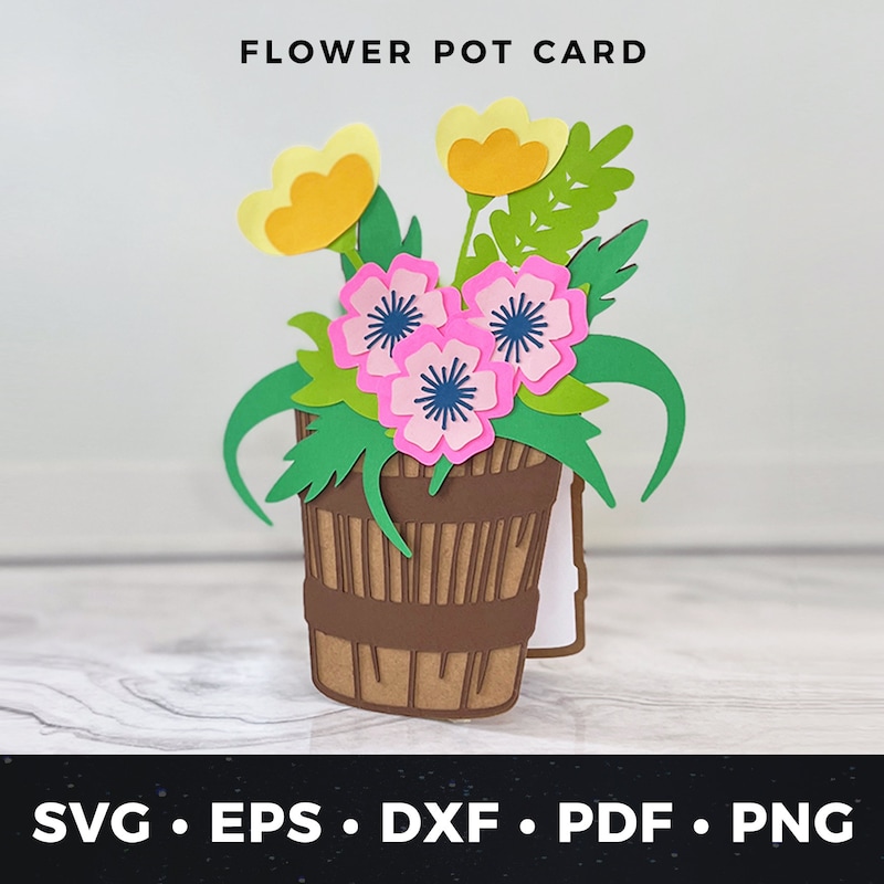 Flower Pot Card - Etsy