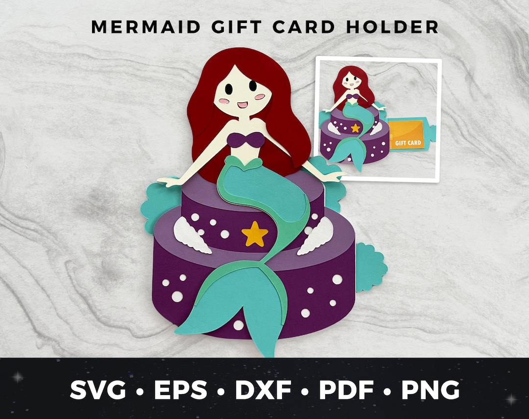 Mermaid Gift Card Holder, Mermaid Card Svg, Mermaid Cut File, Mermaid ...