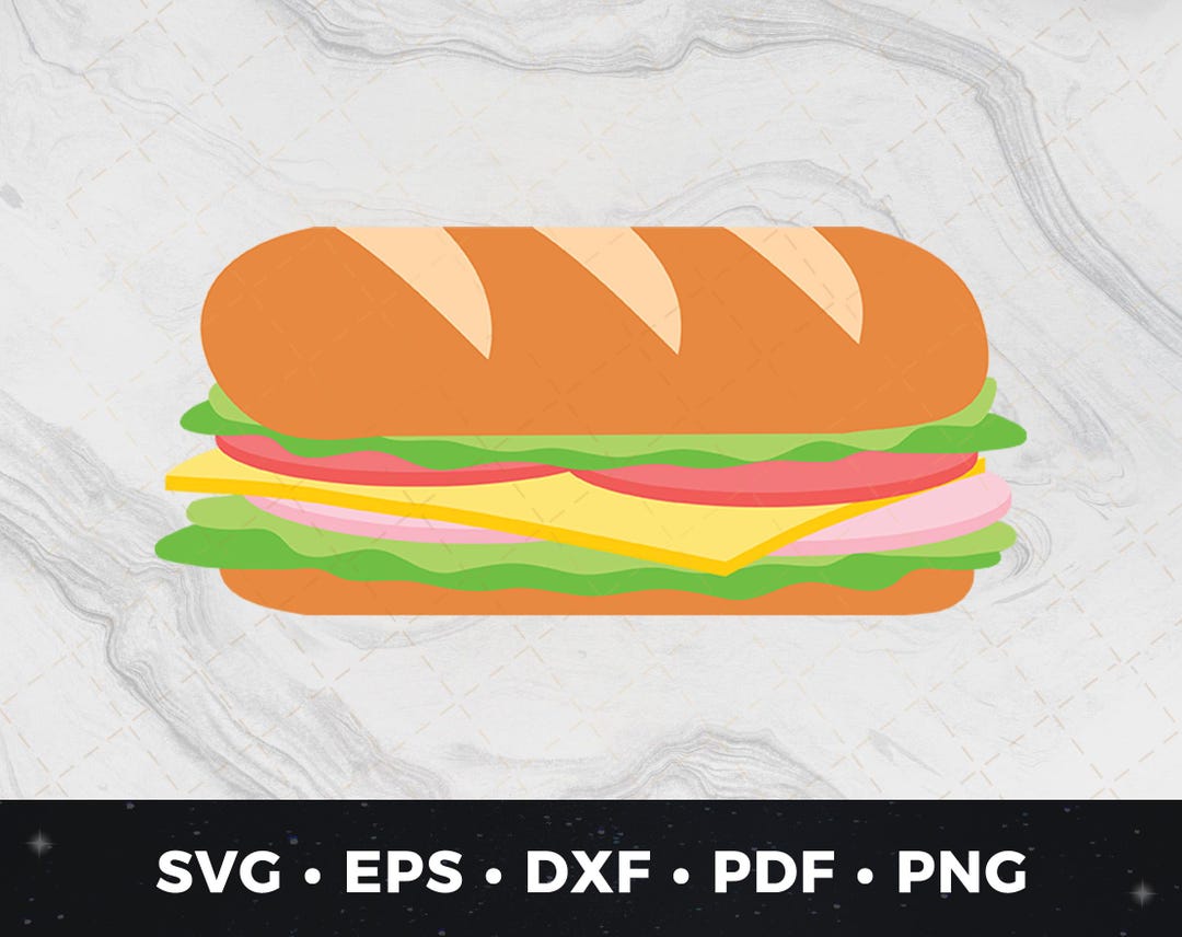Sub Sandwich Svg Png Pdf Dxf Eps, Deli Clipart, Hoagie Cut File, Fast ...