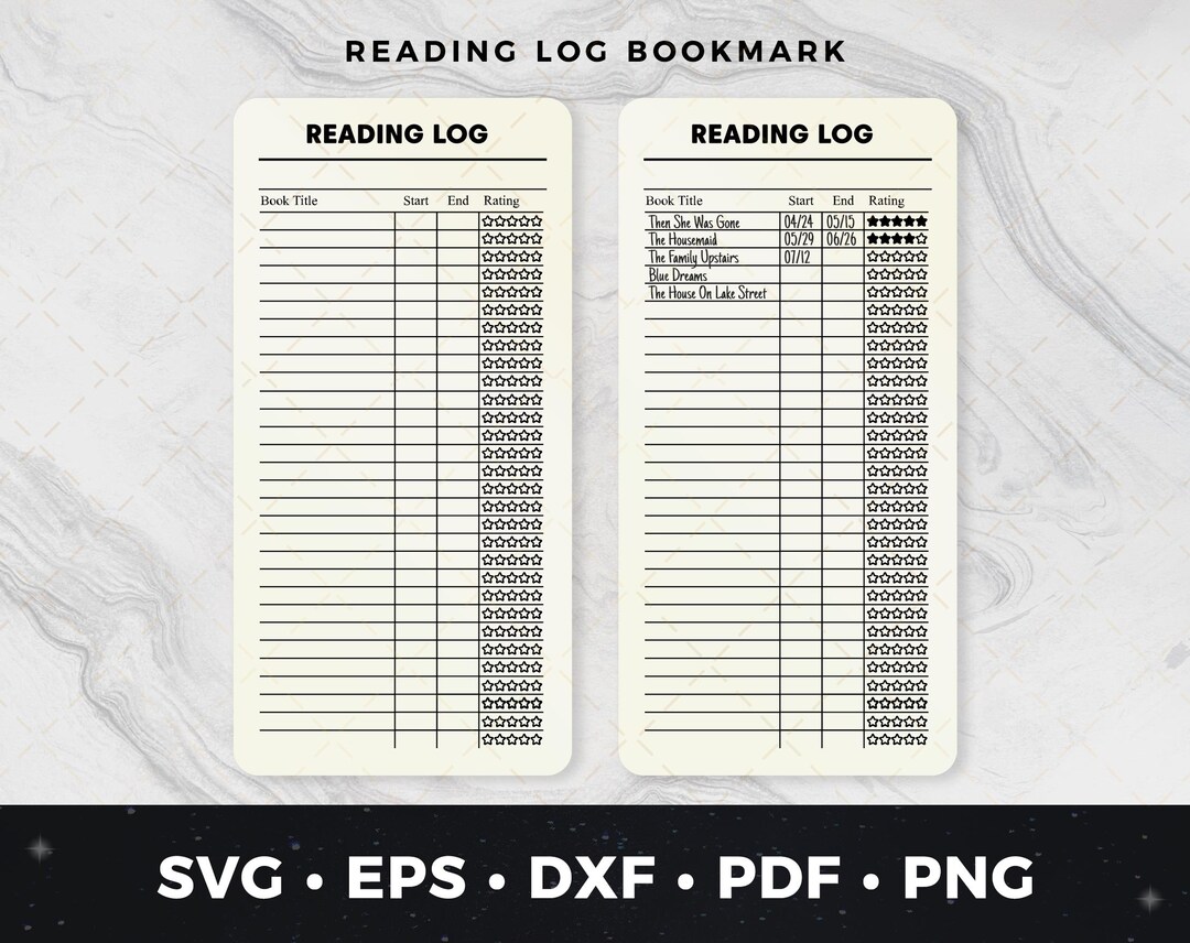 Reading Log Bookmark SVG, Printable Book Tracker, DIY Book Club Gift ...