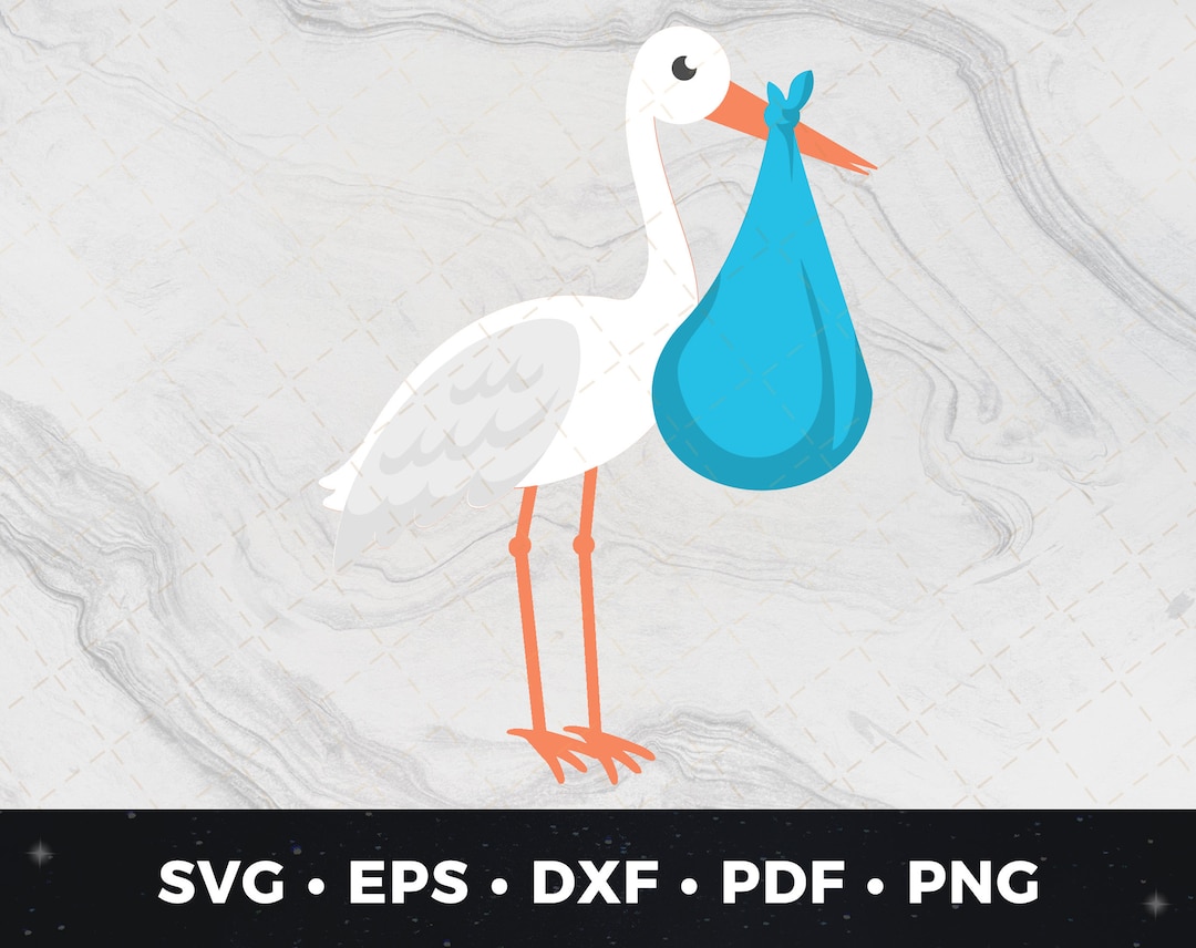 Stork Svg, Stork Png, Cute Stork Svg, Cute Stork Cut File, New Baby Svg ...