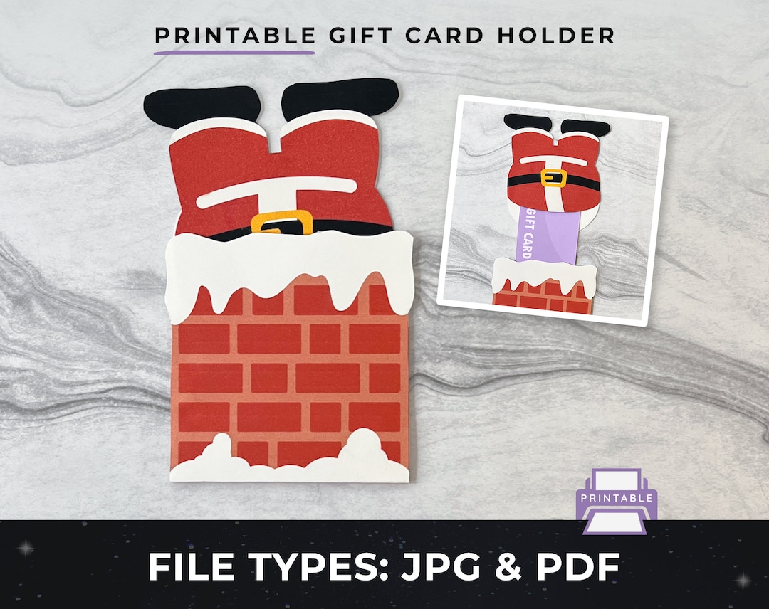 Santa Gift Card Holder, Printable Christmas Gift Card Holder, Printable ...