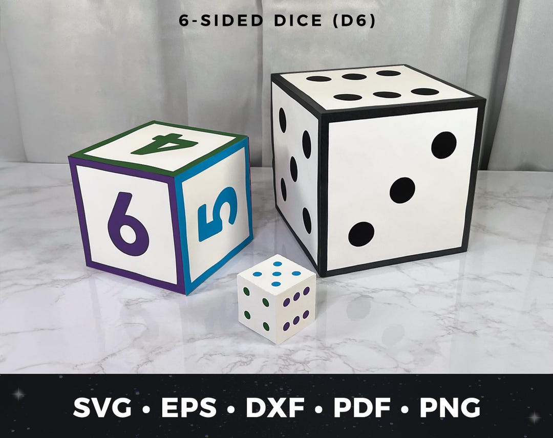 3D D6 Dice SVG, Paper Dice Box Template, DIY Cube Dice Craft, Game ...