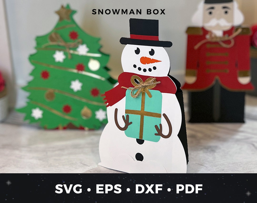 Snowman Gift Box Svg, Christmas Gift Box SVG Cut File, DIY Christmas ...