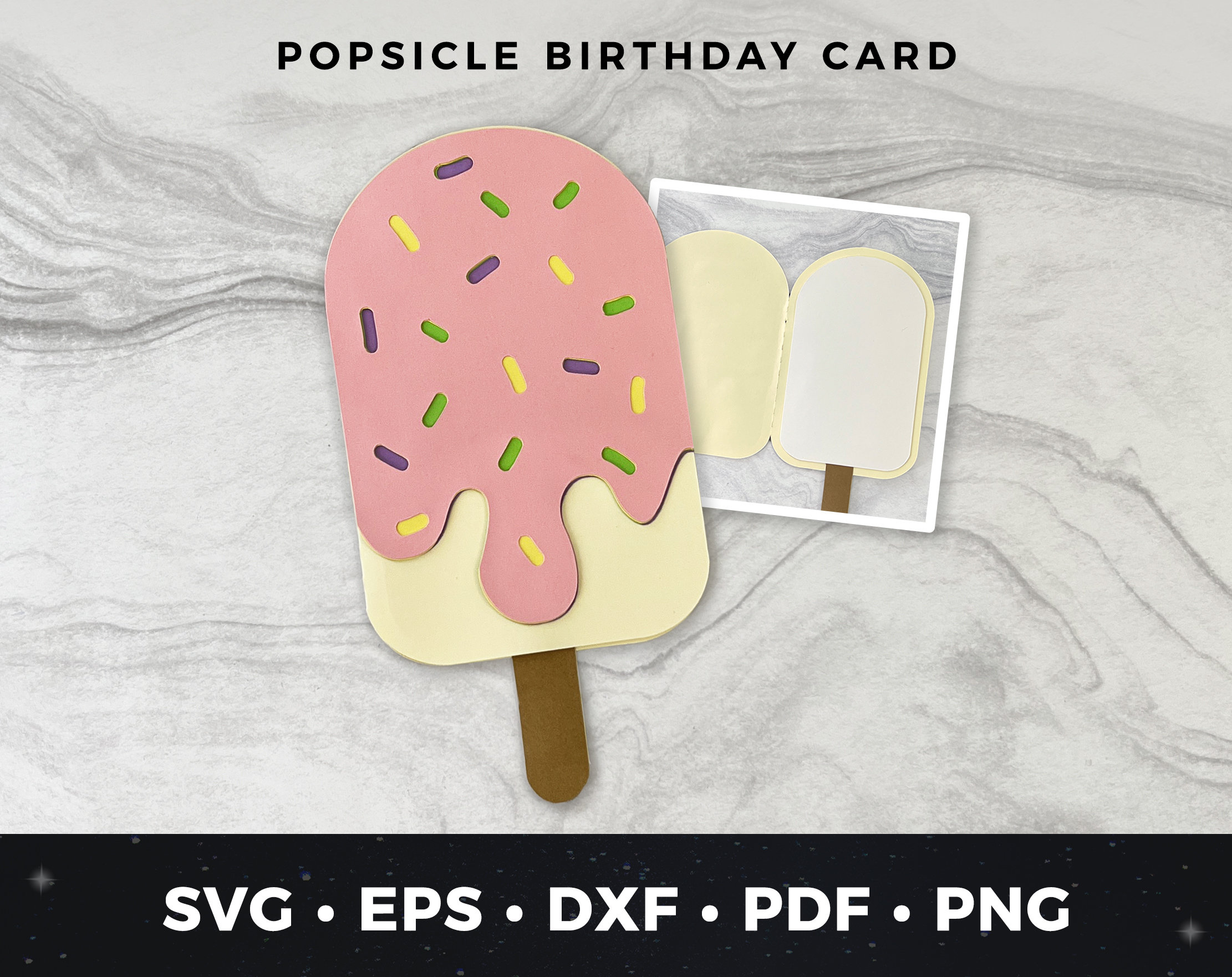 Popsicle Birthday Card Svg, Ice Cream Card Svg, Ice Cream Cut File ...