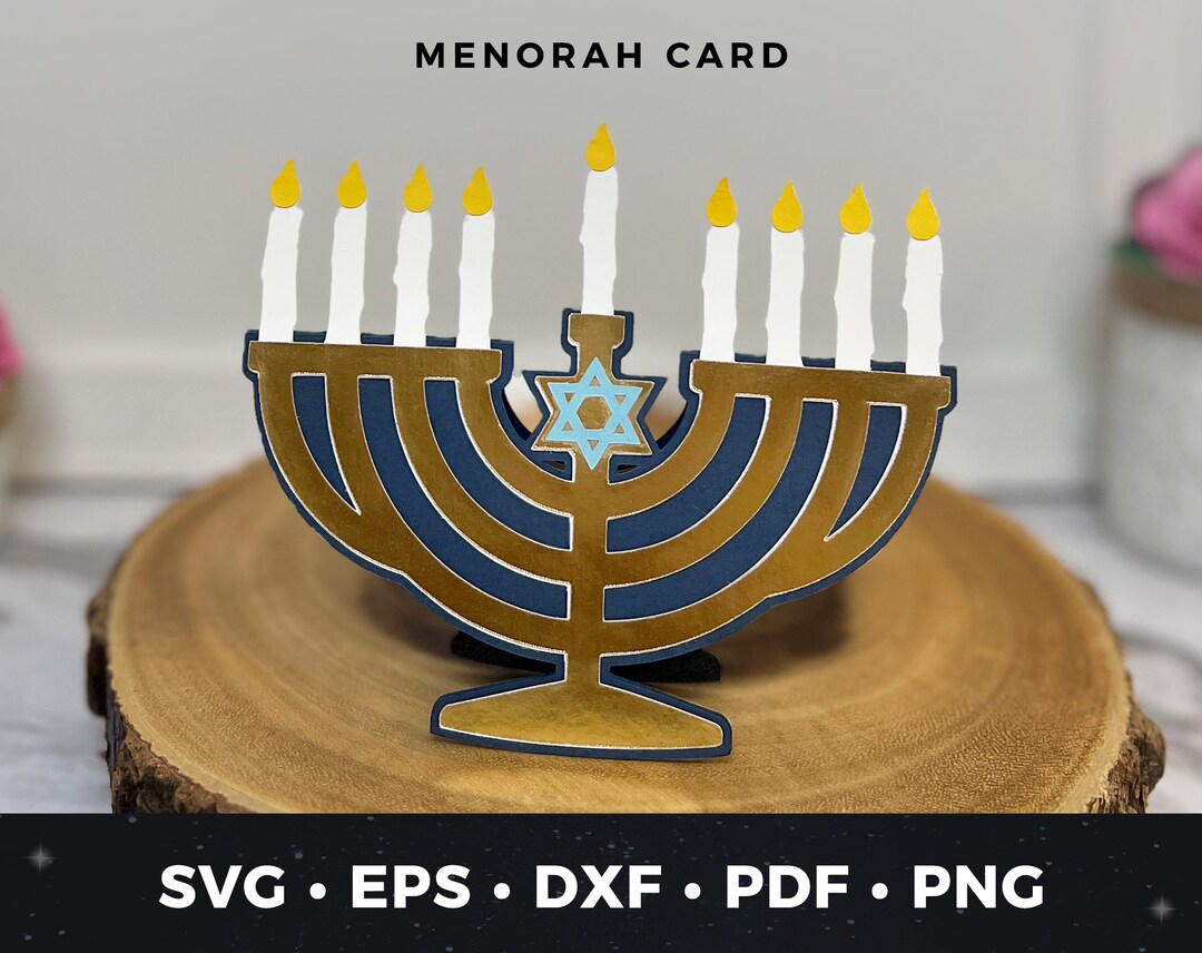 Menorah Card Svg, Hanukkah Card Template, DIY Hanukkah Card, Menorah ...