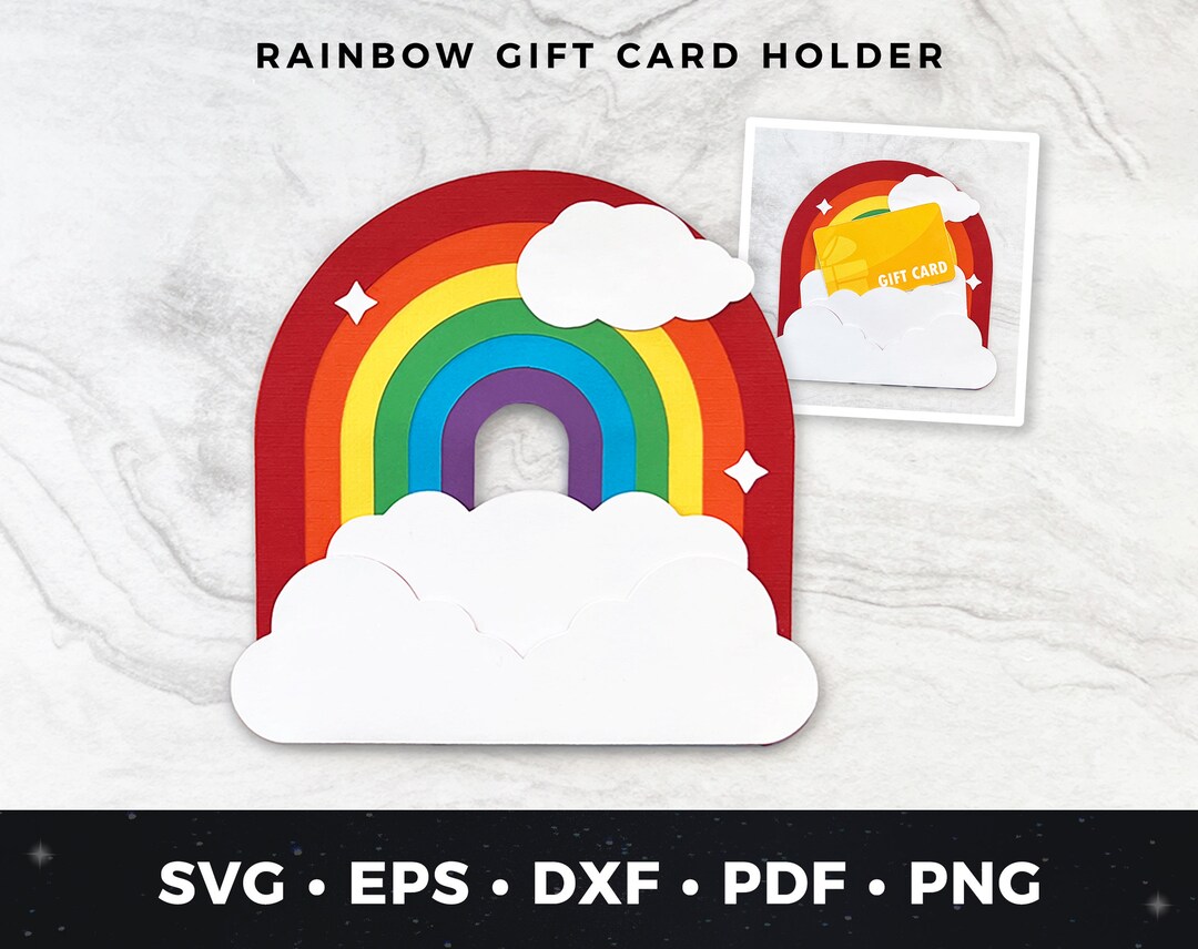Rainbow Gift Card Holder Svg, Cute Rainbow Money Holder, Rainbow ...