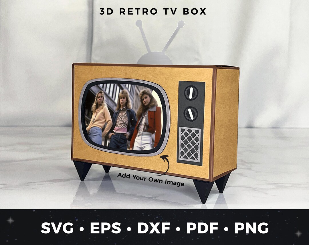 Retro TV Gift Box Svg, 3D Vintage Television Paper Craft, Diy TV Favor ...