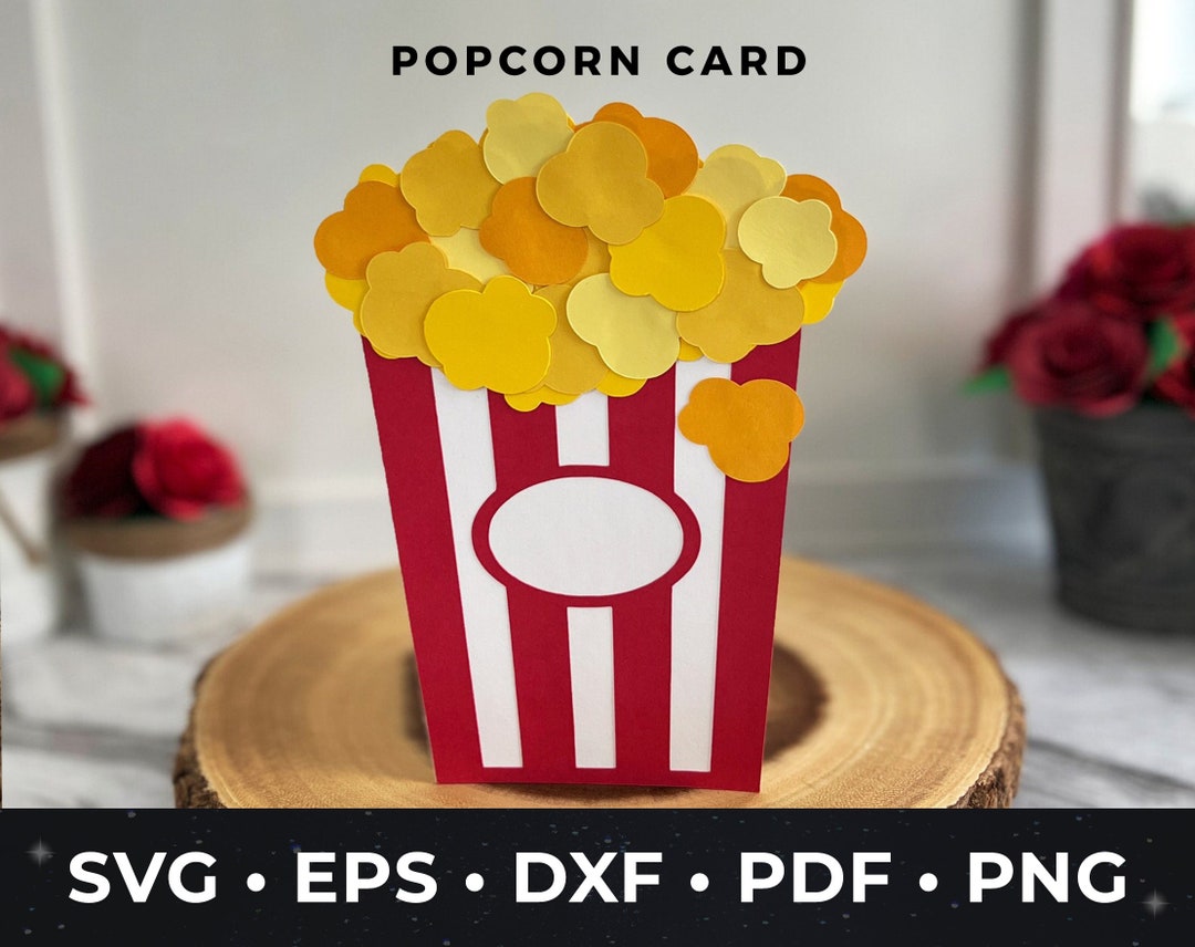 Popcorn Card Template Svg Popcorn Svg Popcorn Birthday Card - Etsy