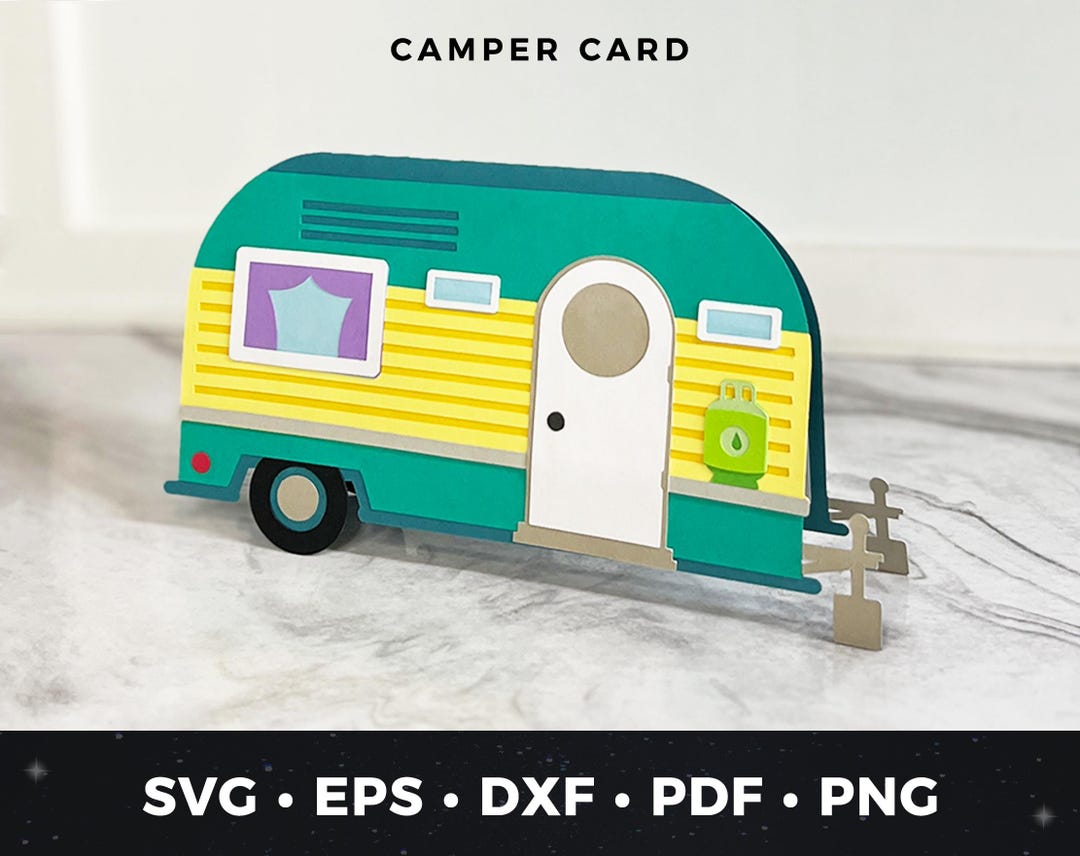Camper Greeting Card SVG, RV Travel Card Svg, Camping Adventure Card ...