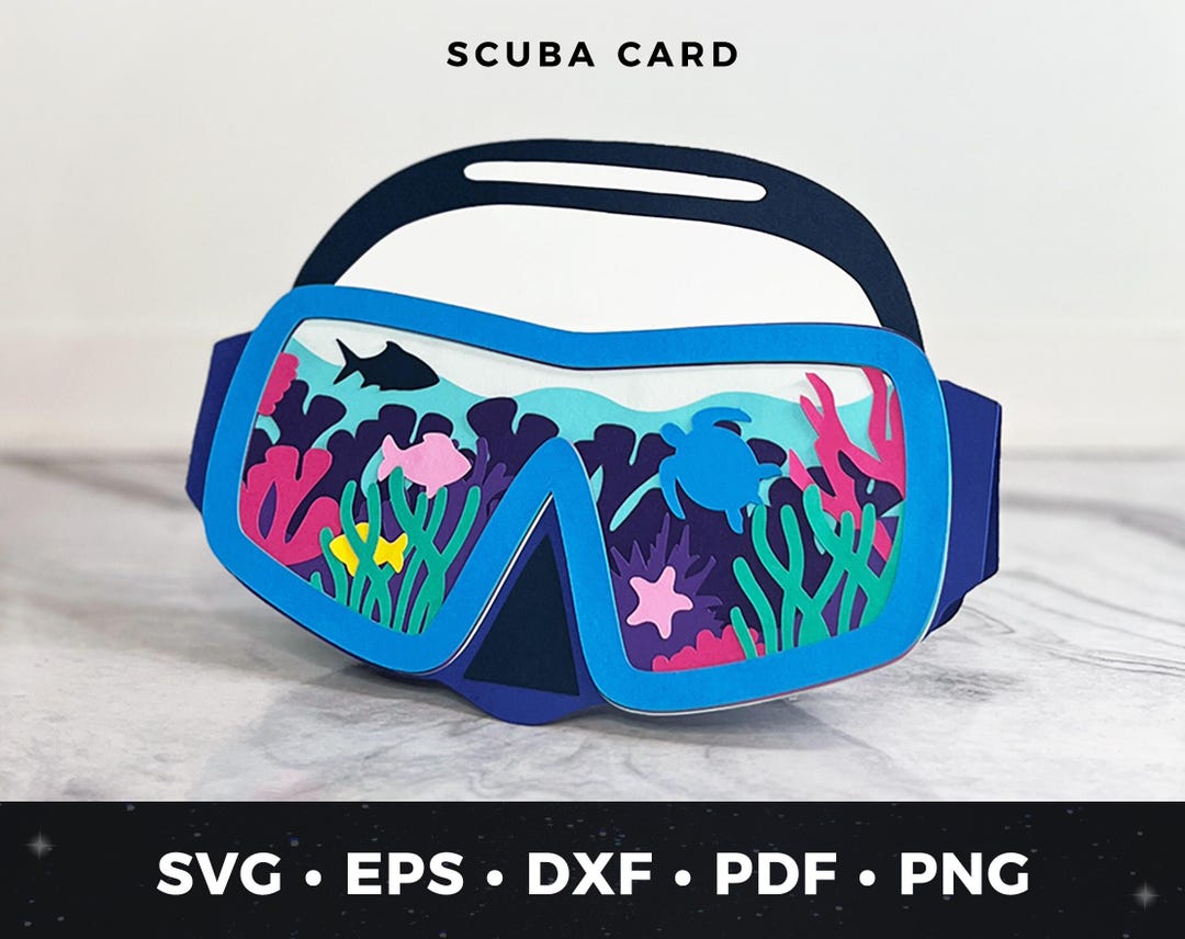 Scuba Diving Greeting Card SVG, Underwater Adventure Card, DIY Scuba ...