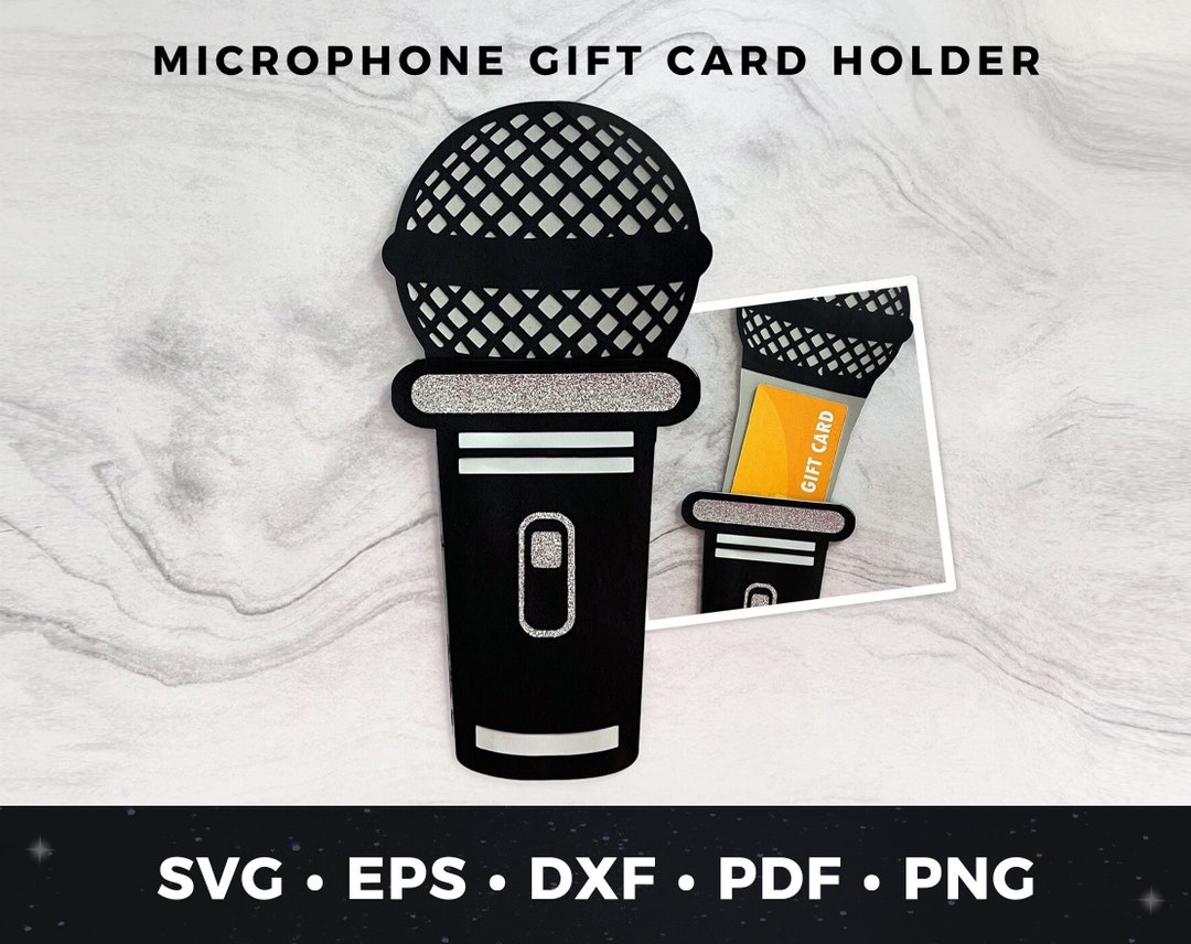 Microphone Gift Card Holder, Microphone Card Svg, Microphone Cut File ...