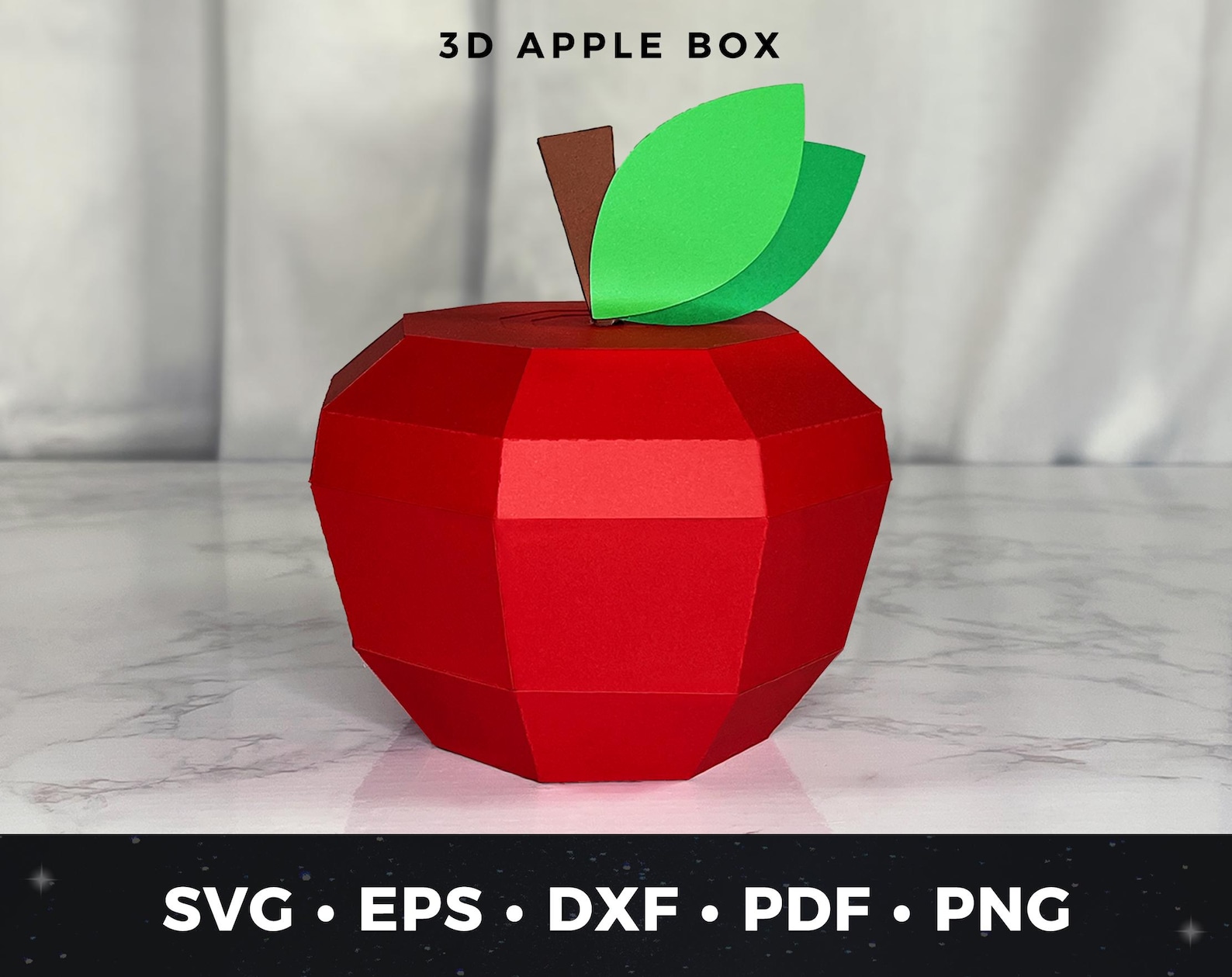 Apple Gift Box SVG, Teacher Gift Box Cut File, 3D Apple Favor Box PDF ...