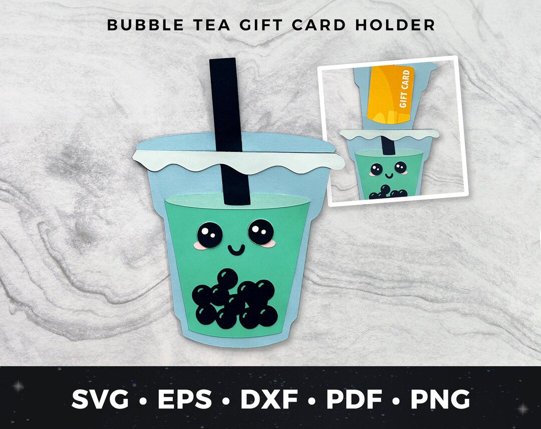 Bubble Tea Gift Card Holder Svg, Boba Tea Money Holder Svg, Boba Tea ...