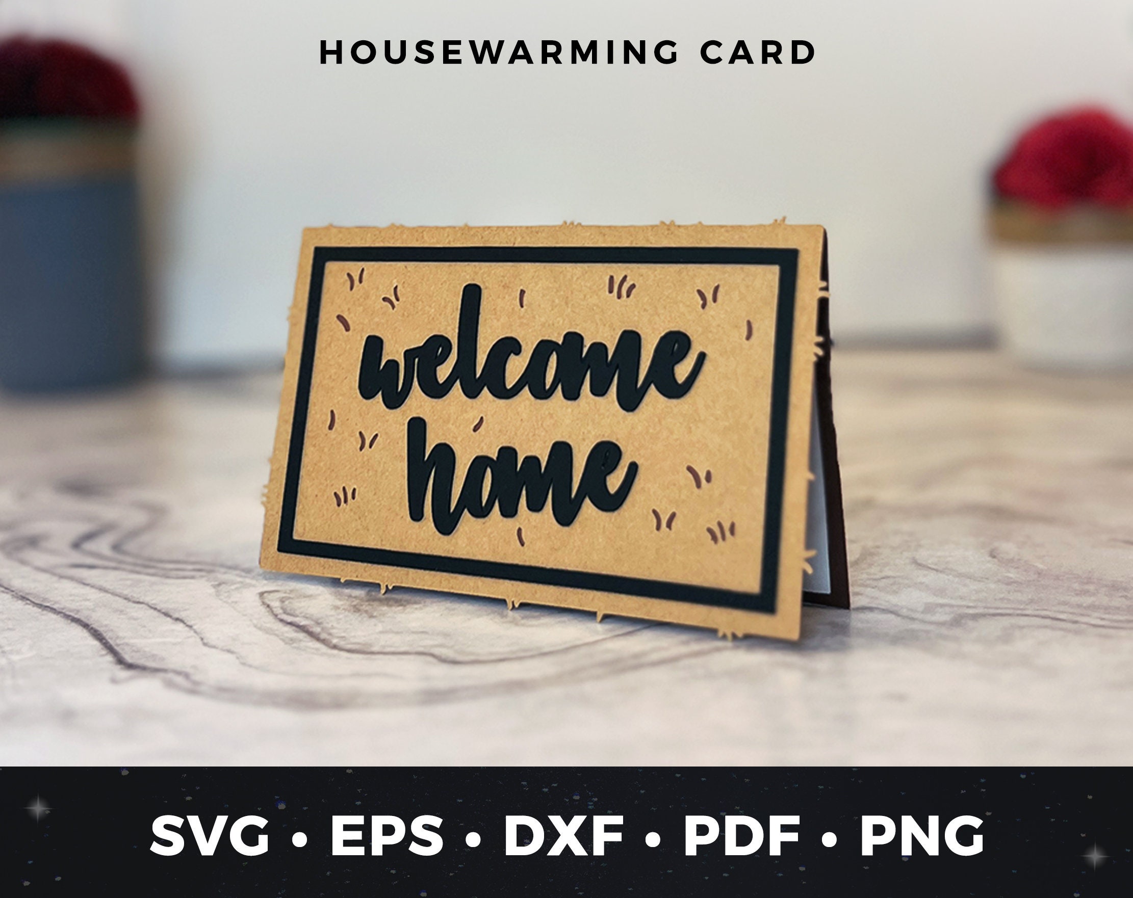Housewarming Card Svg Cut File, Welcome Mat Greeting Card Svg, DIY New ...