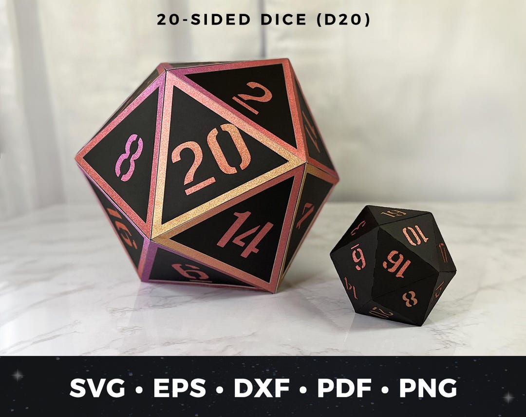 3D D20 Dice SVG, Paper Polyhedral Dice Template, DIY RPG Dice Box for Tabletop Games, Dnd Dice ...