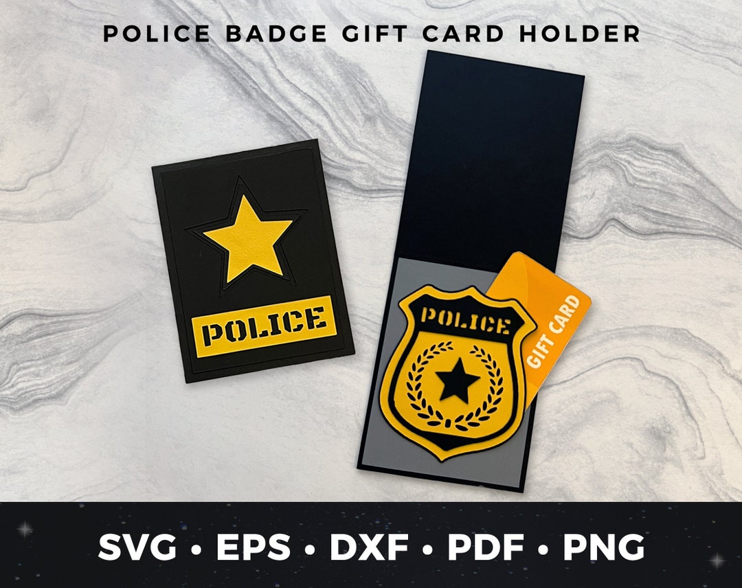 Police Badge Gift Card Holder Svg, Police Gift Card Holder, Cop Badge ...