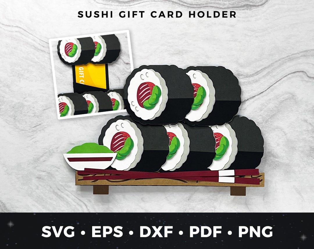 Sushi Gift Card Holder SVG, Japanese Gift Card SVG, Food Lover Gift ...