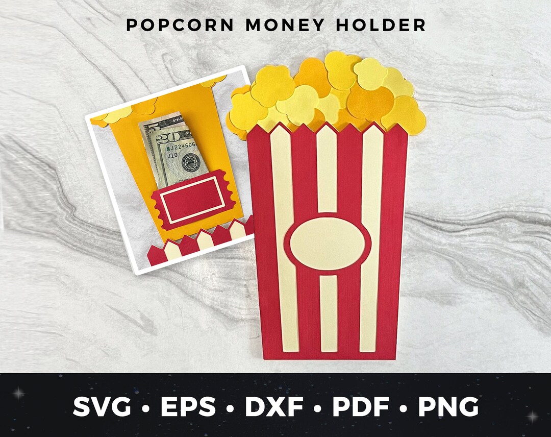 Popcorn Money Holder Template, Movie Gift, DIY Popcorn Card, Theater ...