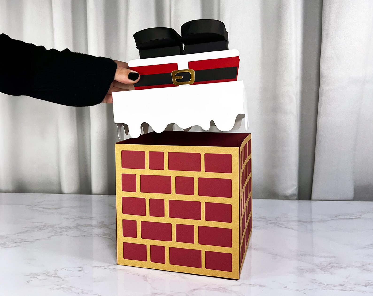 Santa Chimney Gift Box SVG, 3D Holiday Favor Box Pdf, DIY Christmas ...