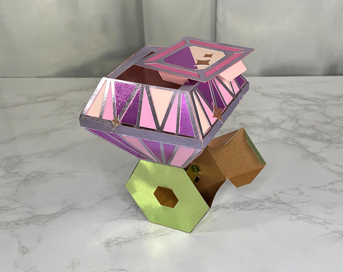 Diamond Ring Gift Box SVG, 3D Engagement Ring Favor Box, Proposal Party ...