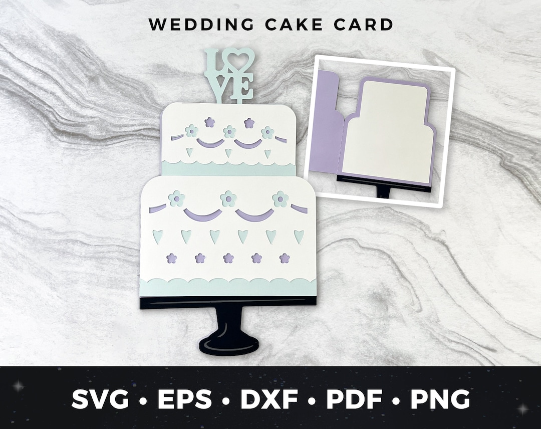 Wedding Cake Card Svg, Bridal Shower Card Svg, Wedding Card Cut File ...