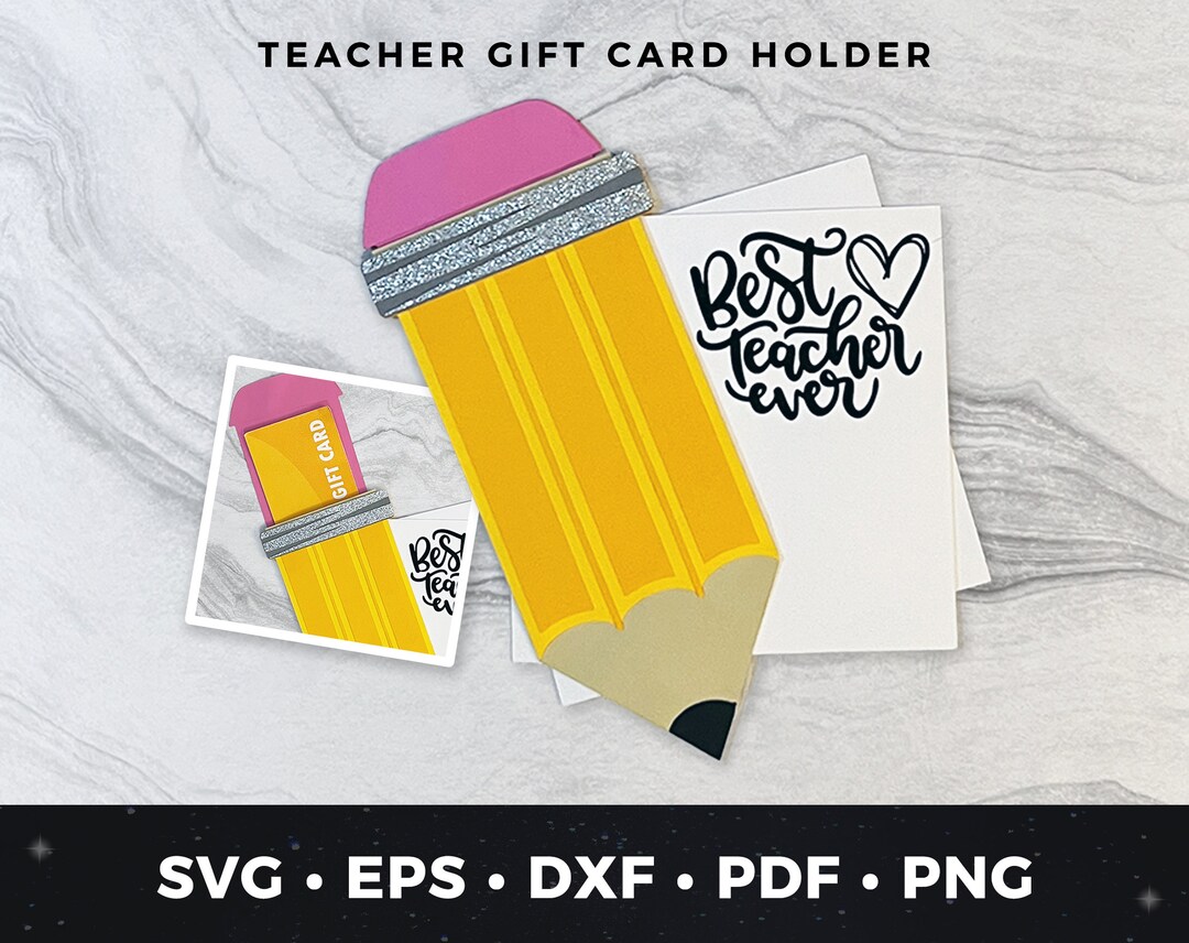Teacher Gift Card Svg, Pencil Gift Card Holder Svg, Teacher ...