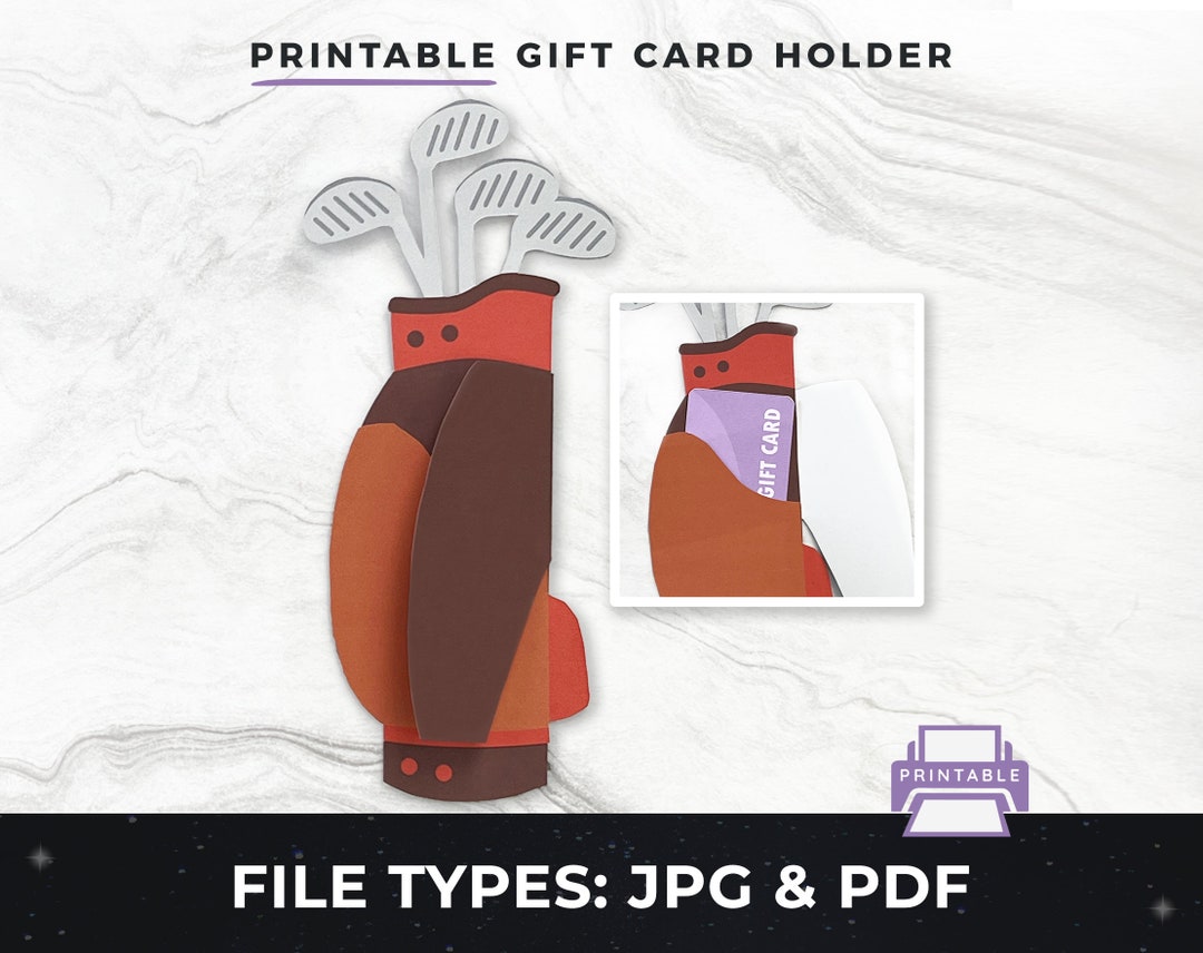 Printable Golf Gift Card Holder, DIY Golf Bag Gift Card Holder Jpg ...