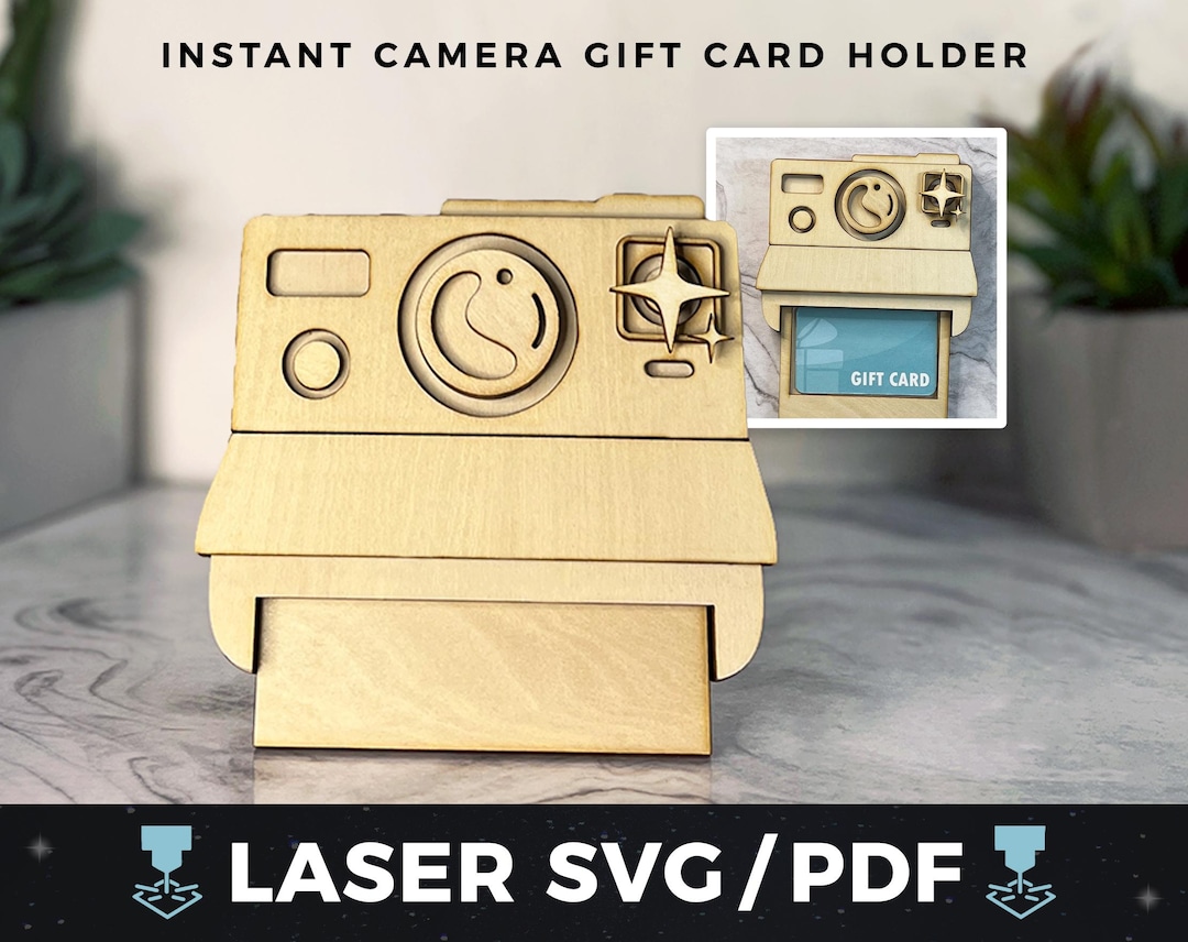 Instant Camera Gift Card Holder Laser SVG, Vintage Camera Gift Card PDF ...
