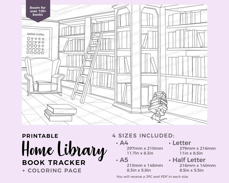 Home Library Book Tracker Printable Book Tracker Book - Etsy