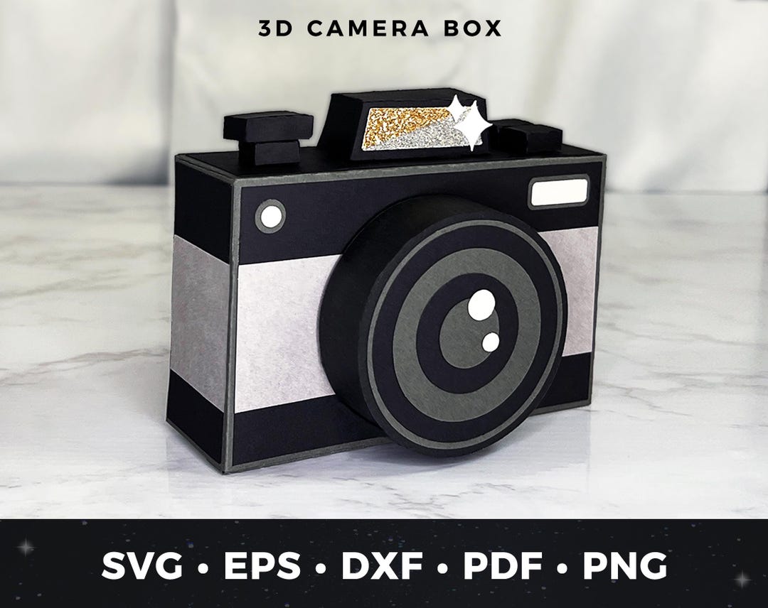 Camera Gift Box SVG, 3D Paper Camera Box, Photographer Favor Box, DIY ...
