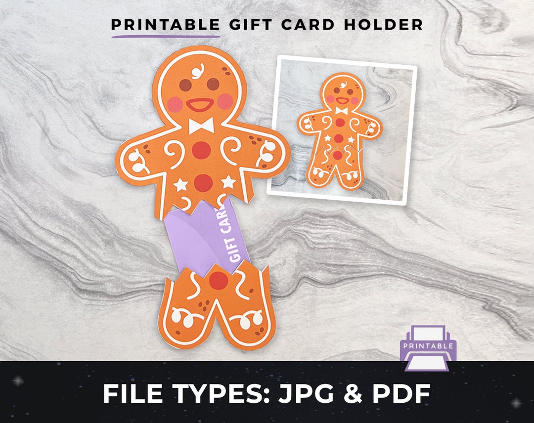 Printable Gingerbread Man Gift Card Holder, Printable Christmas Gift ...