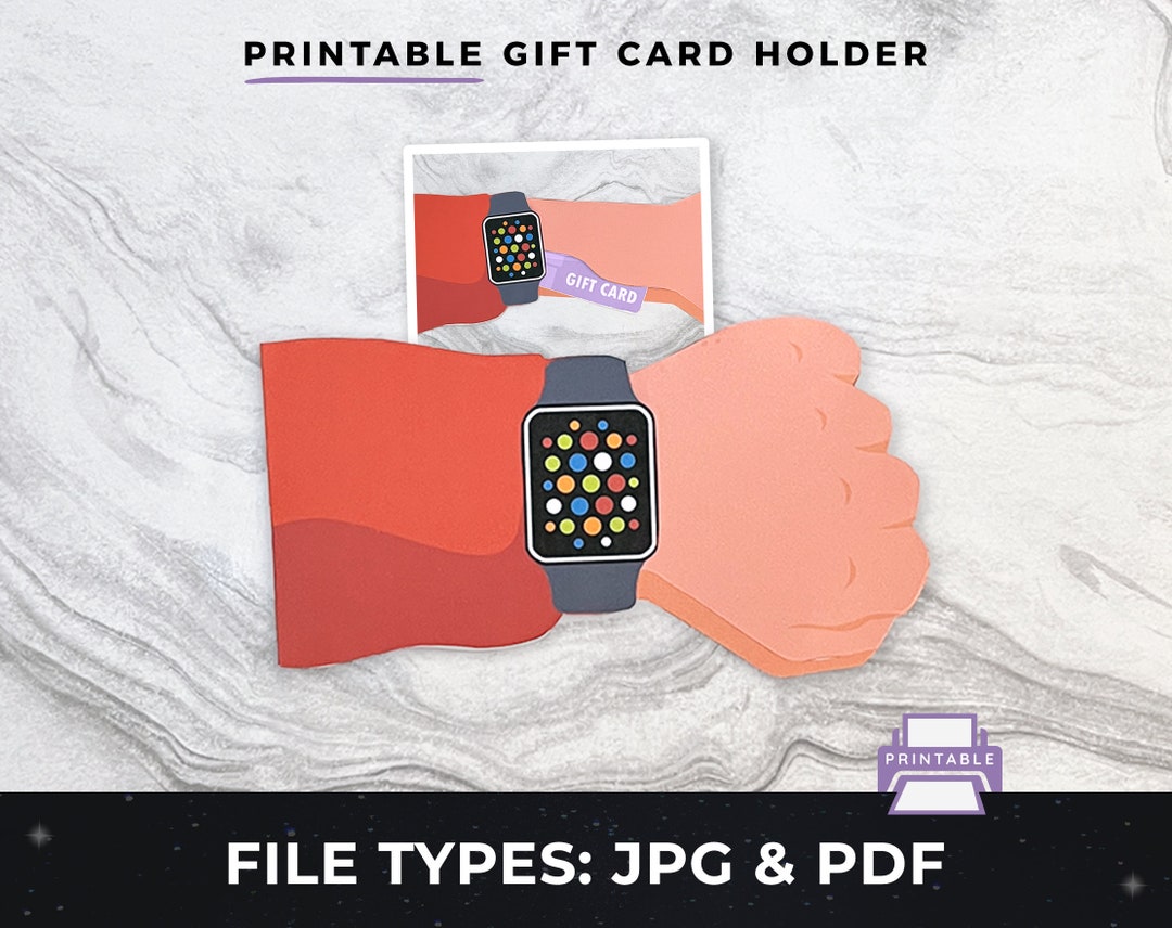 Printable Smartwatch Gift Card Holder, Smart Watch Card Print File ...