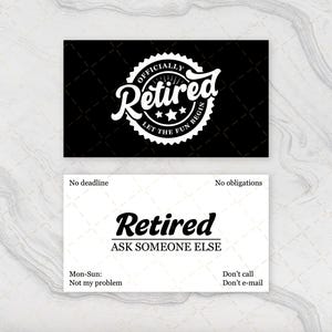 Printable Retirement Business Cards, Funny Retirement Gift, Digital ...