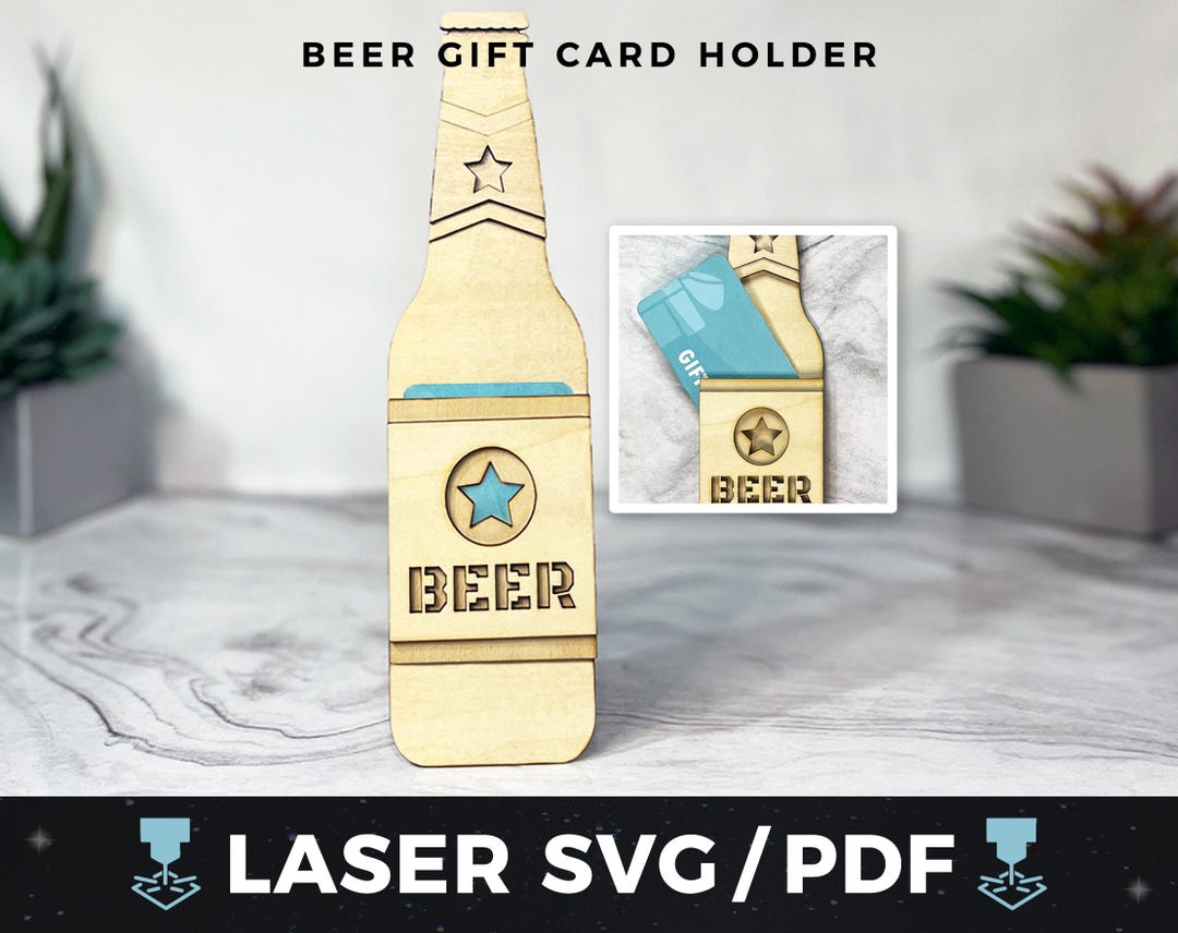Beer Bottle Gift Card Holder Laser SVG, Beer Gift Card PDF, Beer Lover ...