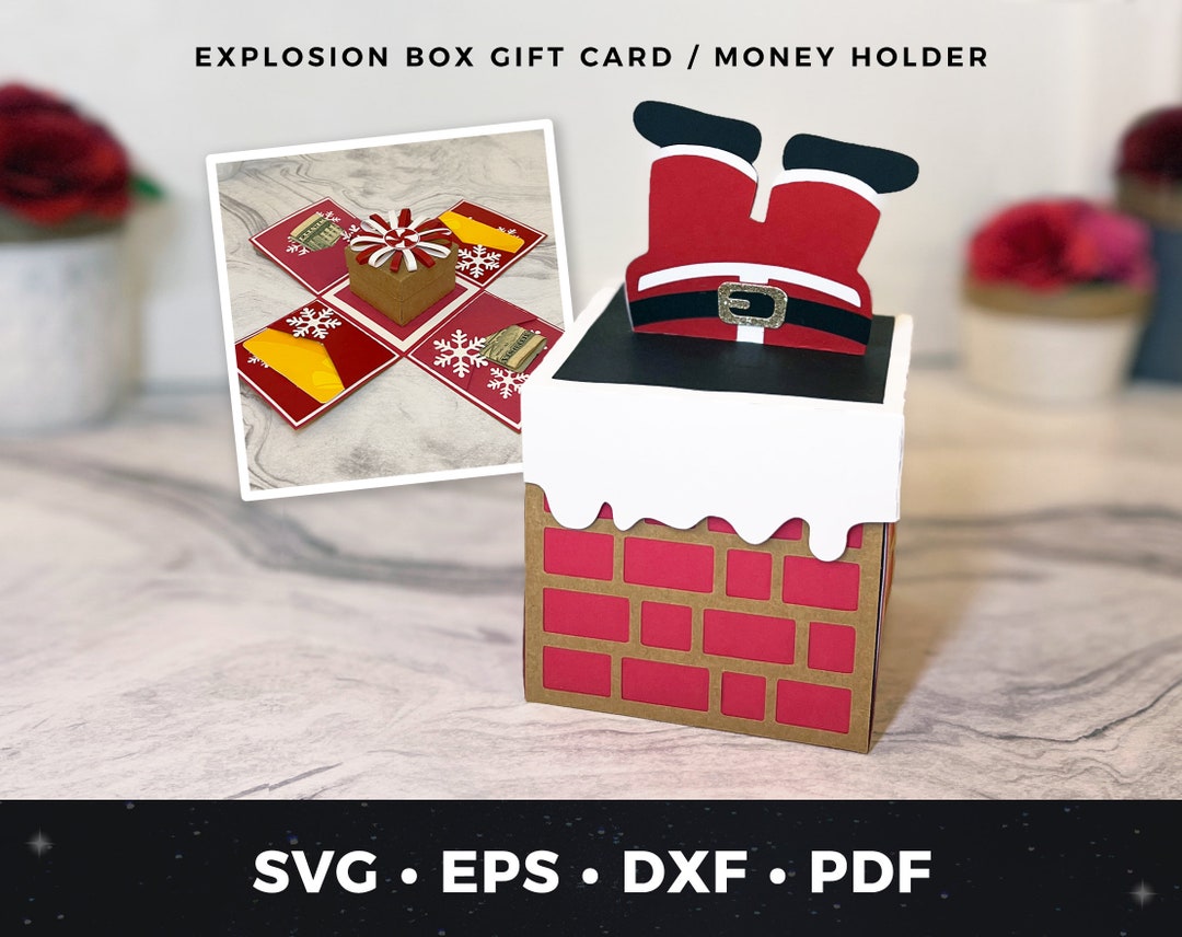 Explosion Box Christmas Gift Card Holder Svg, DIY Multi Gift Card ...