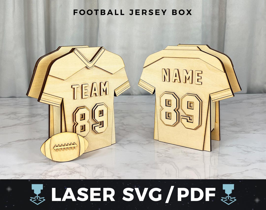 Football Jersey Box Laser SVG Pdf, DIY Football Favor Box Wood Template ...