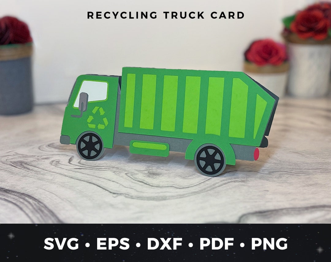 Recycling Card Svg, Recycle Truck Card Template SVG, Trash Collector ...