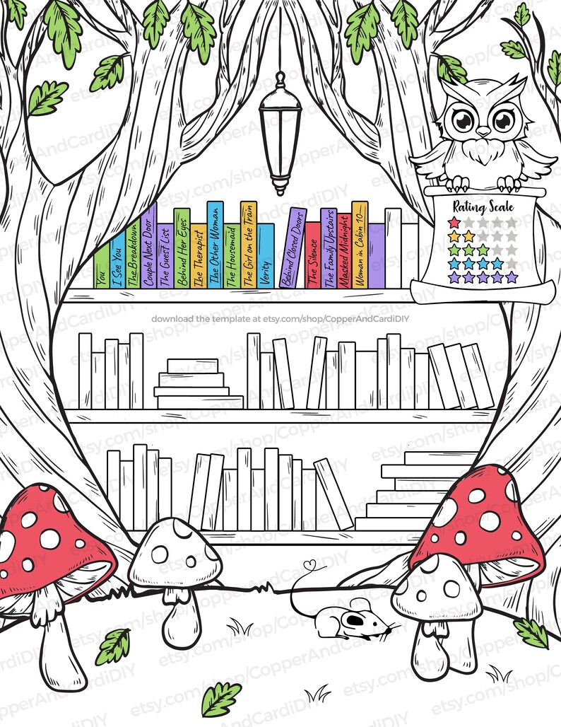 Enchanted Forest Bookshelf Book Tracker Printable Bookshelf - Etsy