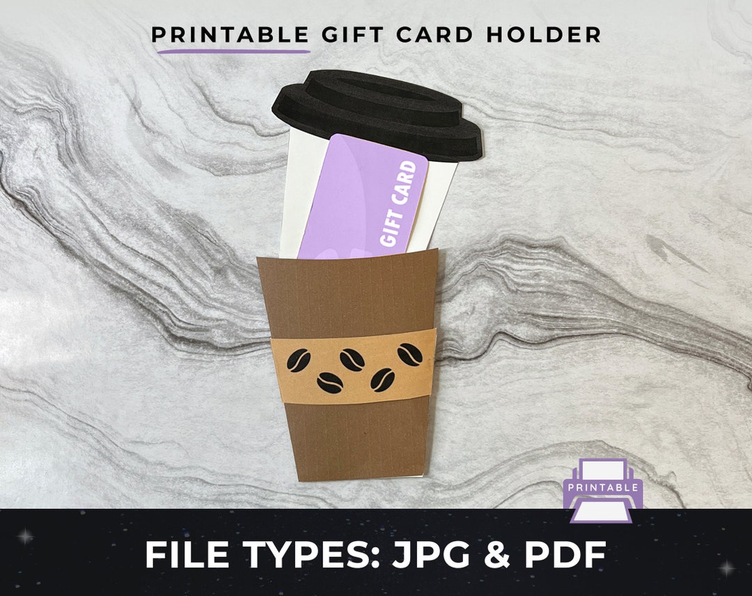 Printable Coffee Gift Card Holder, Coffee Bean Gift Card Holder Pdf ...
