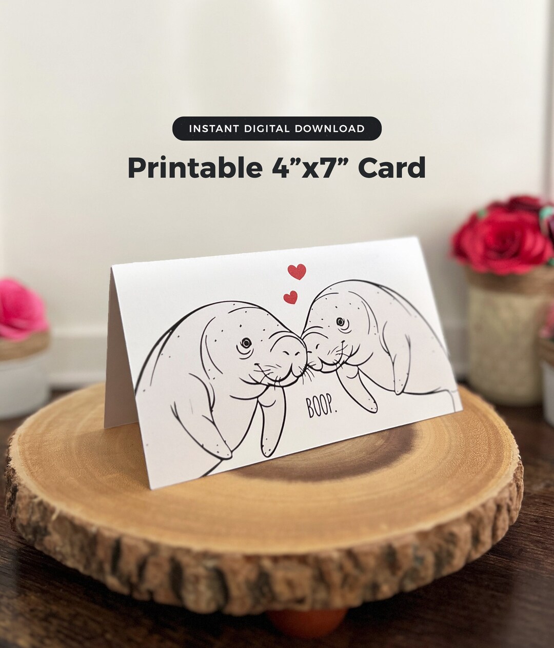 Printable Manatee Card, Cute Manatee Card, Manatee Birthday Card, Cute ...