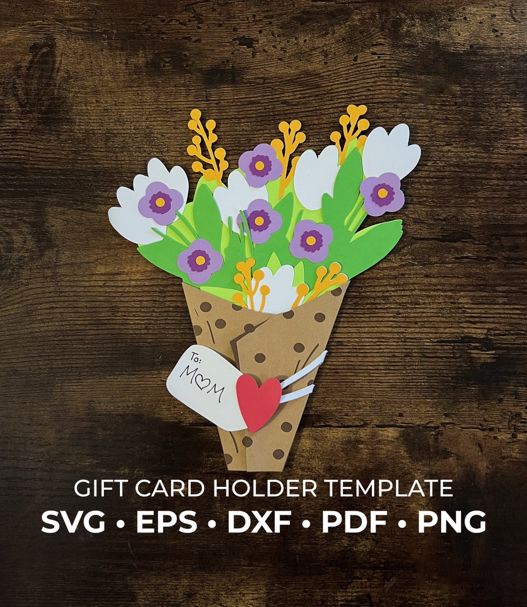 Flower Bouquet Gift Card Holder Giftcard Holder Svg DIY - Etsy