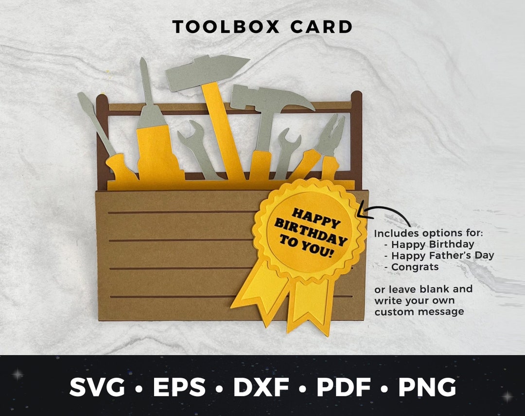 Tool Birthday Card Template, Father's Day Tool Box Card, Tool Box ...