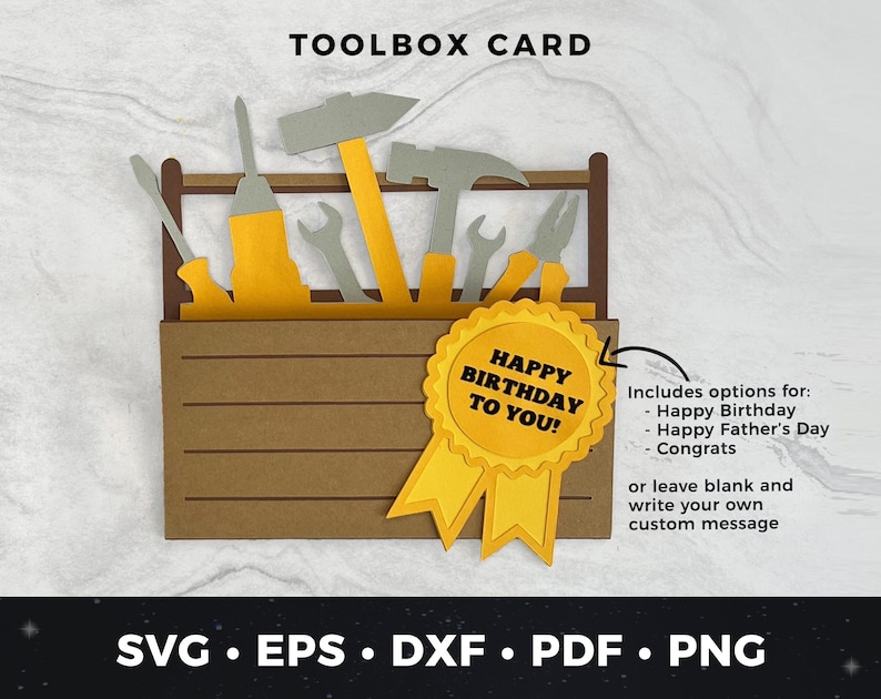 Tool Birthday Card Template, Father's Day Tool Box Card, Tool Box ...