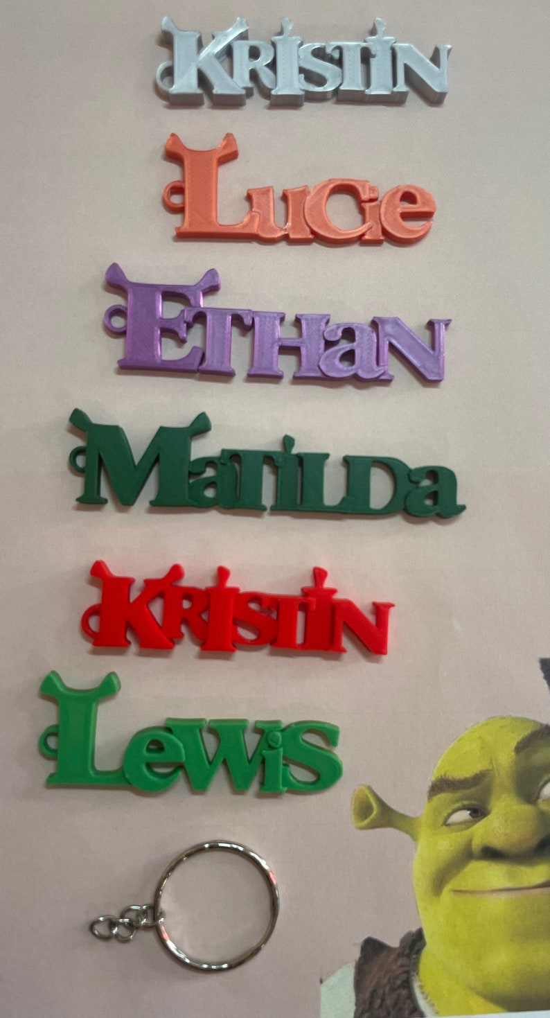 3D Printed Personalised Shrek Style Keyring Any Colour Any - Etsy