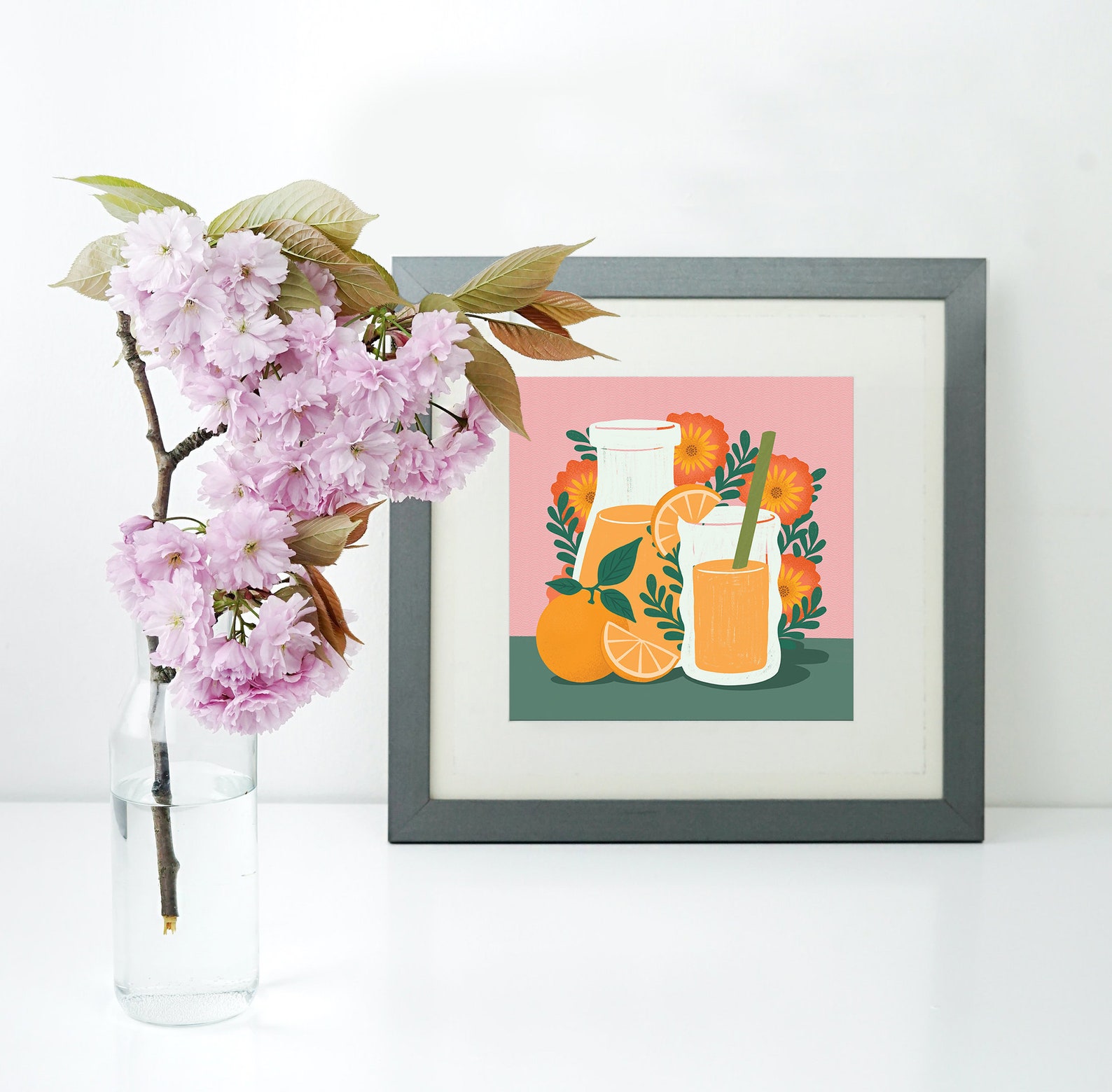 Orange Juice - Printable Artwork | Kitchen Bar Wall Decor | Floral ...