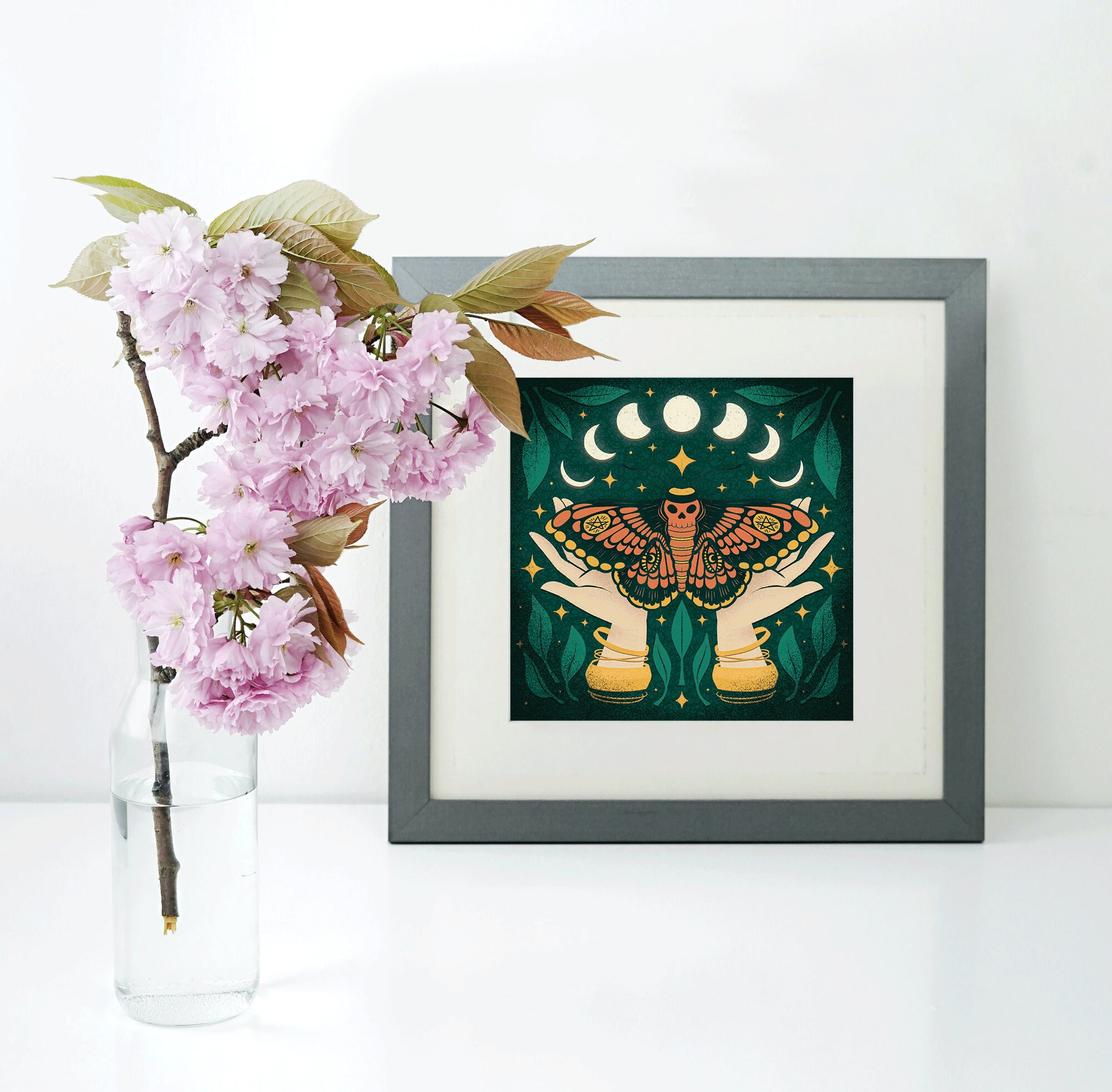 Moon Phase Moth Printable Artwork | Witchy Home Decor | Metaphysical ...