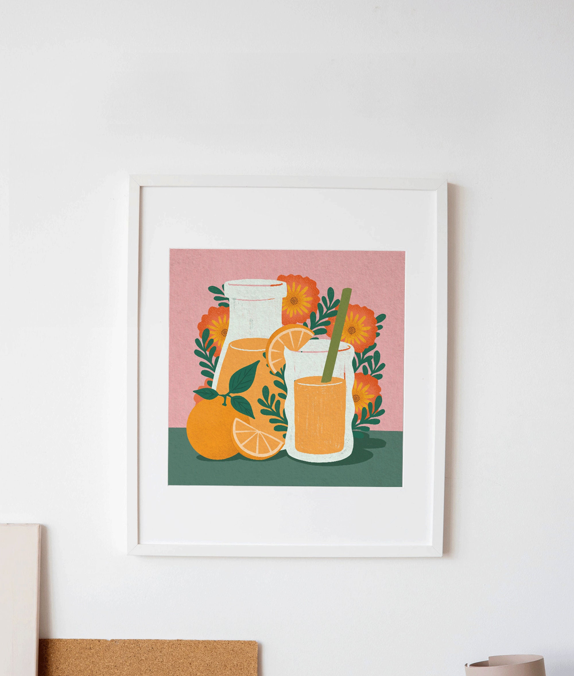 Orange Juice - Printable Artwork | Kitchen Bar Wall Decor | Floral ...